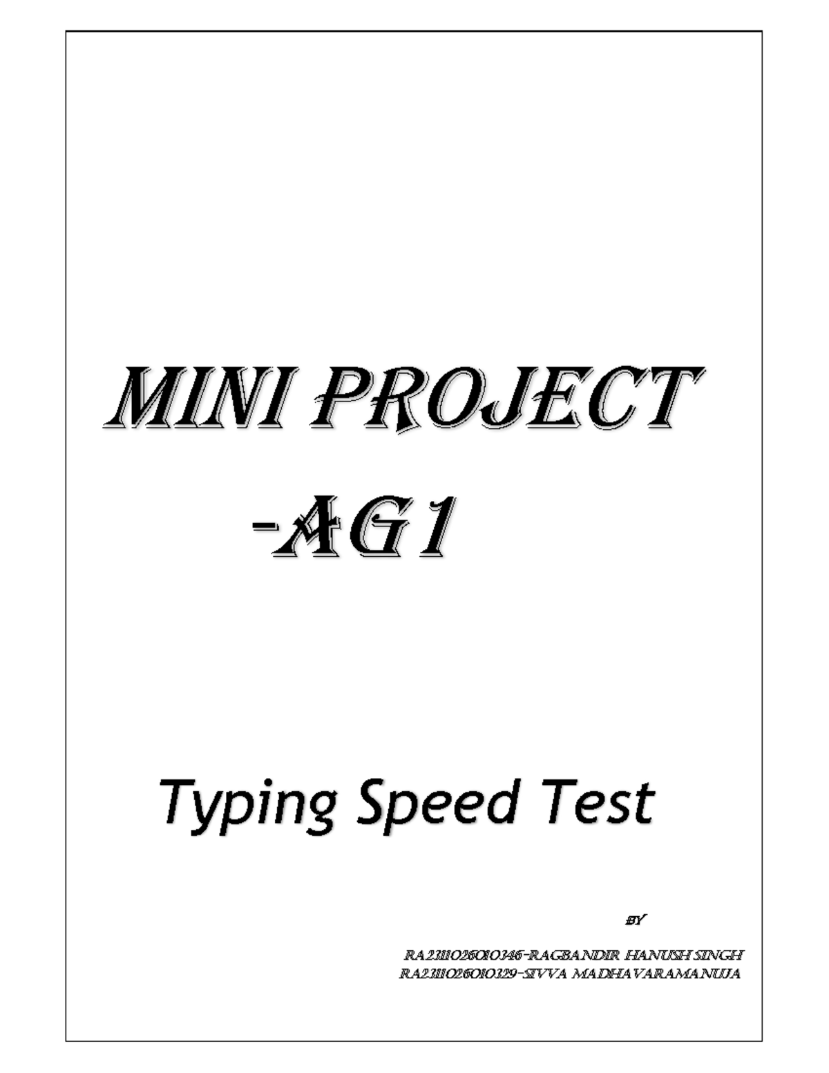 Mini Project-AG1 {typing speed test} - MINI PROJECT -AG Typing Speed ...