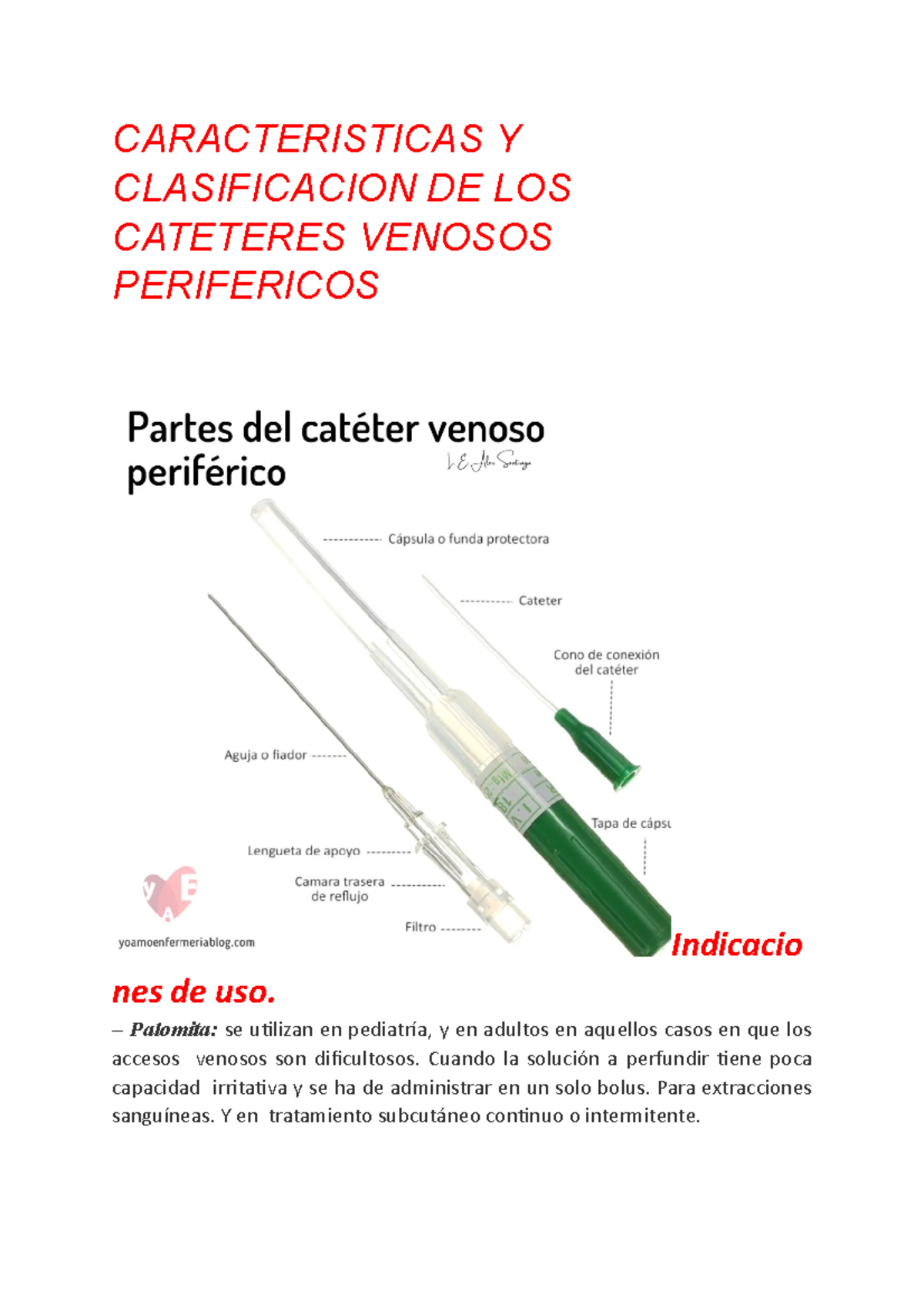 Técnicas de Catéter - CARACTERISTICAS Y CLASIFICACION DE LOS CATETERES ...