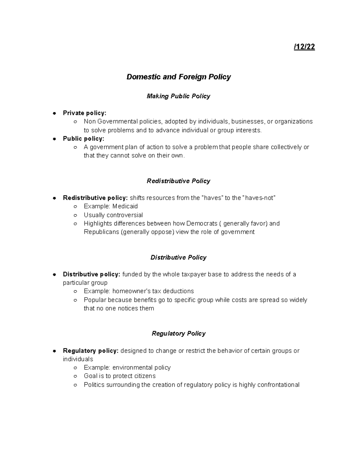 Domestic and Foreign Policy - /12/ Domestic and Foreign Policy Making ...