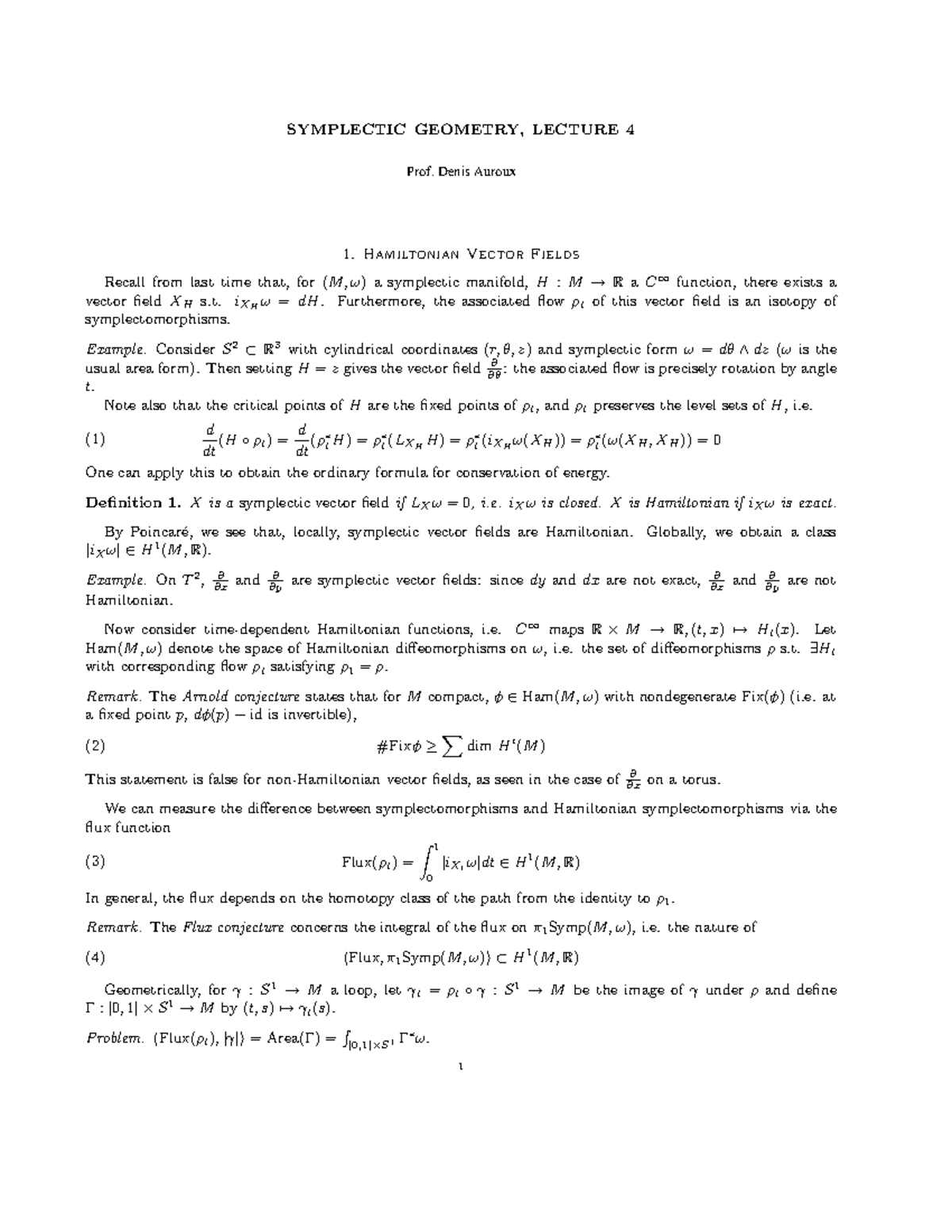 Symplectic vector fields, flux; isotopy and deformation equivalence ...