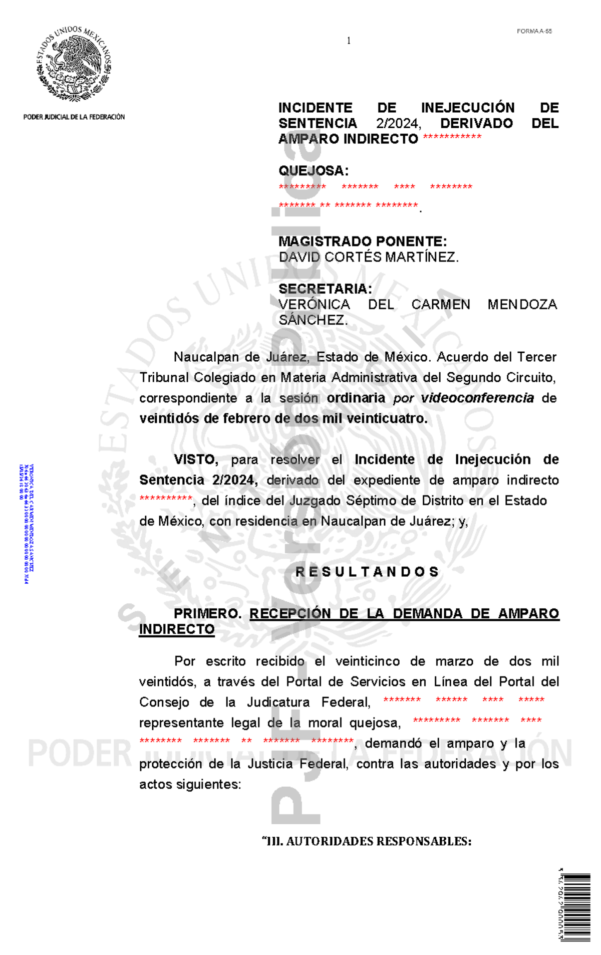 Incidente DE Inejecución DE Sentencia Amparo Indirecto - - Studocu