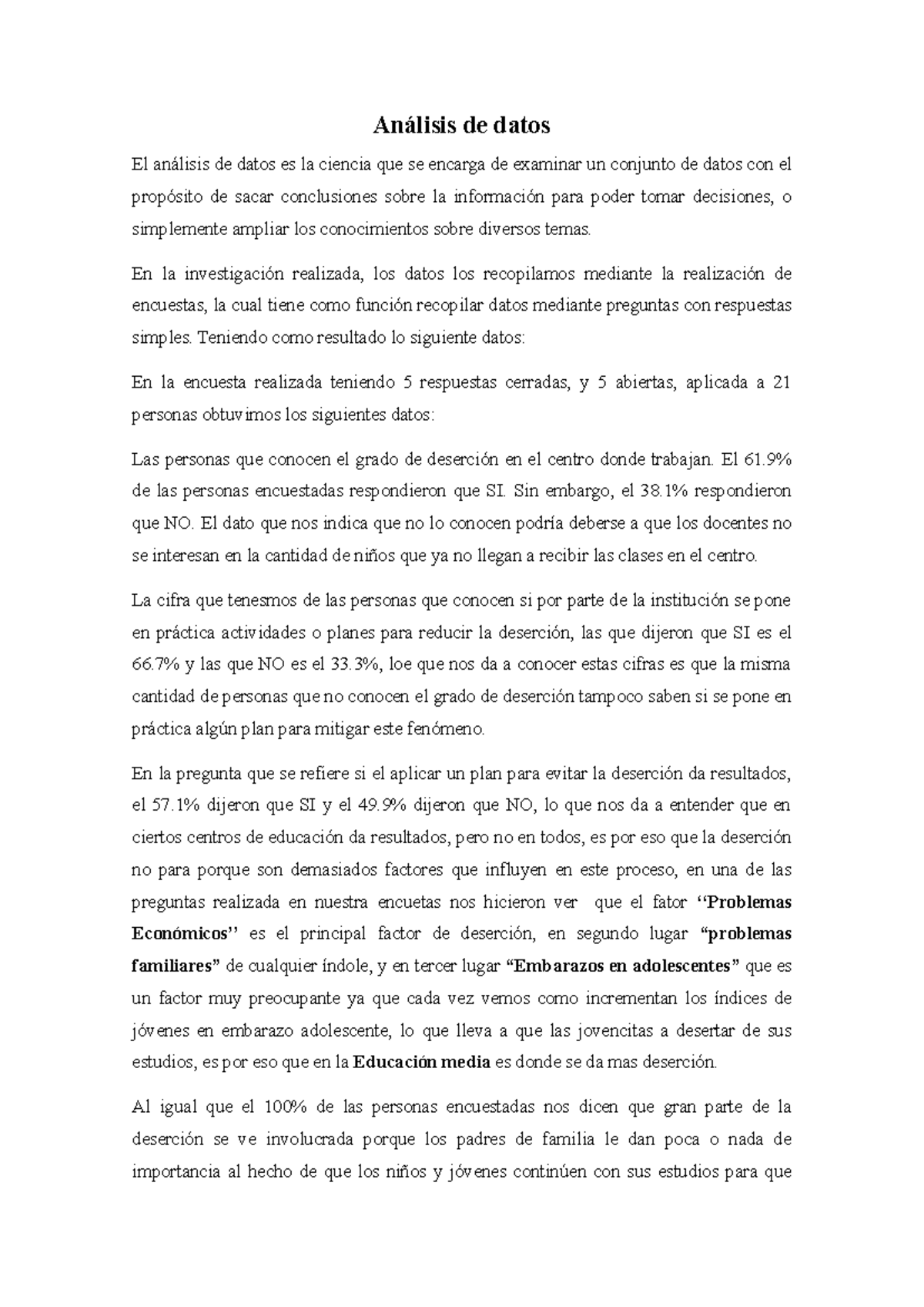 Análisis de datos - Resumen Redacción General - Análisis de datos El ...