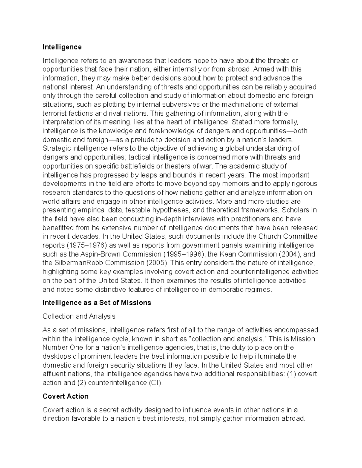 Intelligence - Intelligence Intelligence refers to an awareness that ...