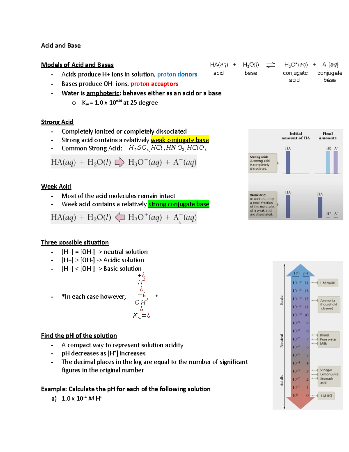 Week 2 - Lecture notes 2 - Acid and Base Models of Acid and Bases ...