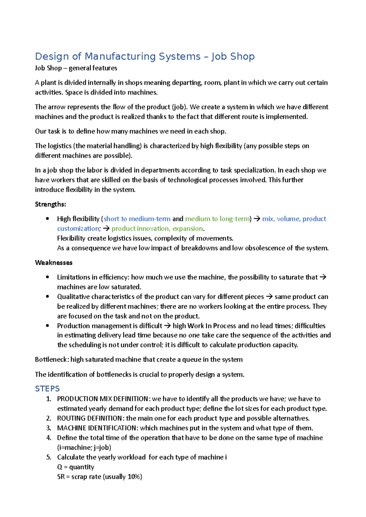 Job Shop & Manufacturing Cells - Design of Manufacturing Systems – Job ...