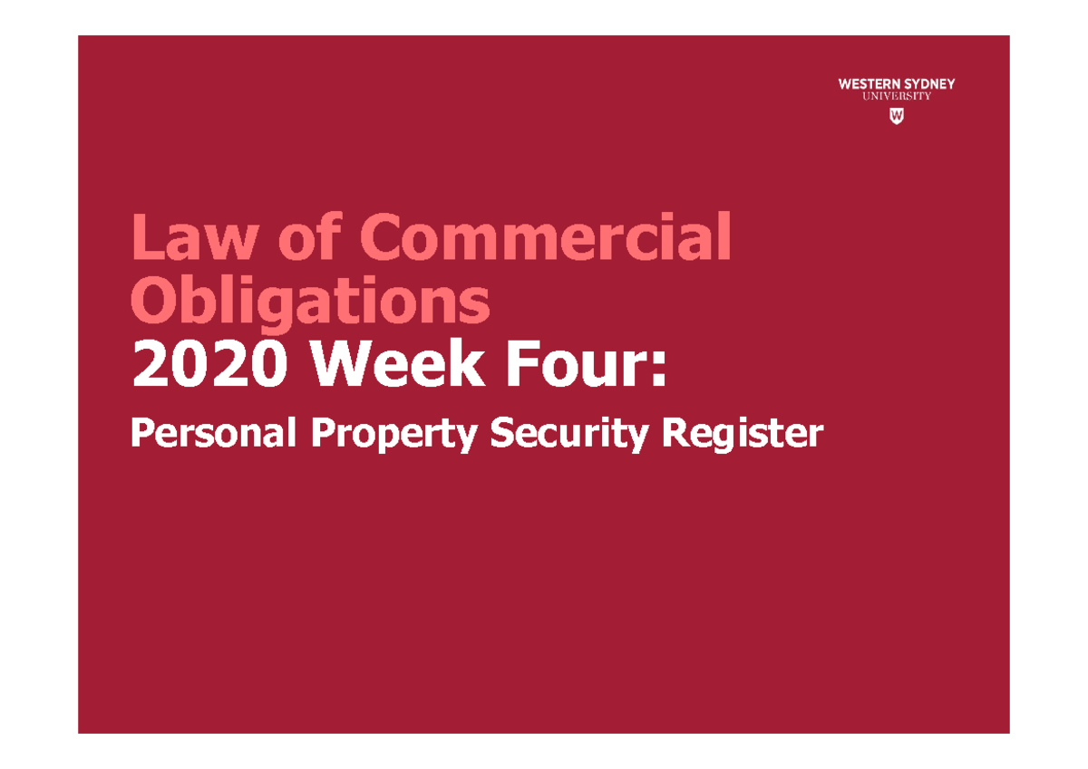 Week 4 LOCO Strata - slides - Warning: TT: undefined function: 32 Law of Commercial Obligations ...