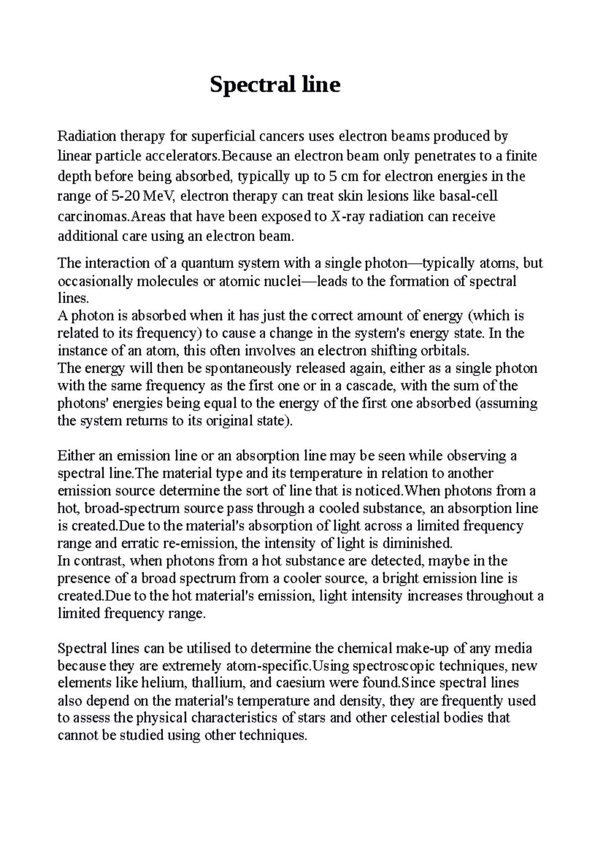 Spectral line - Ifah - Spectral line Radiation therapy for superficial ...