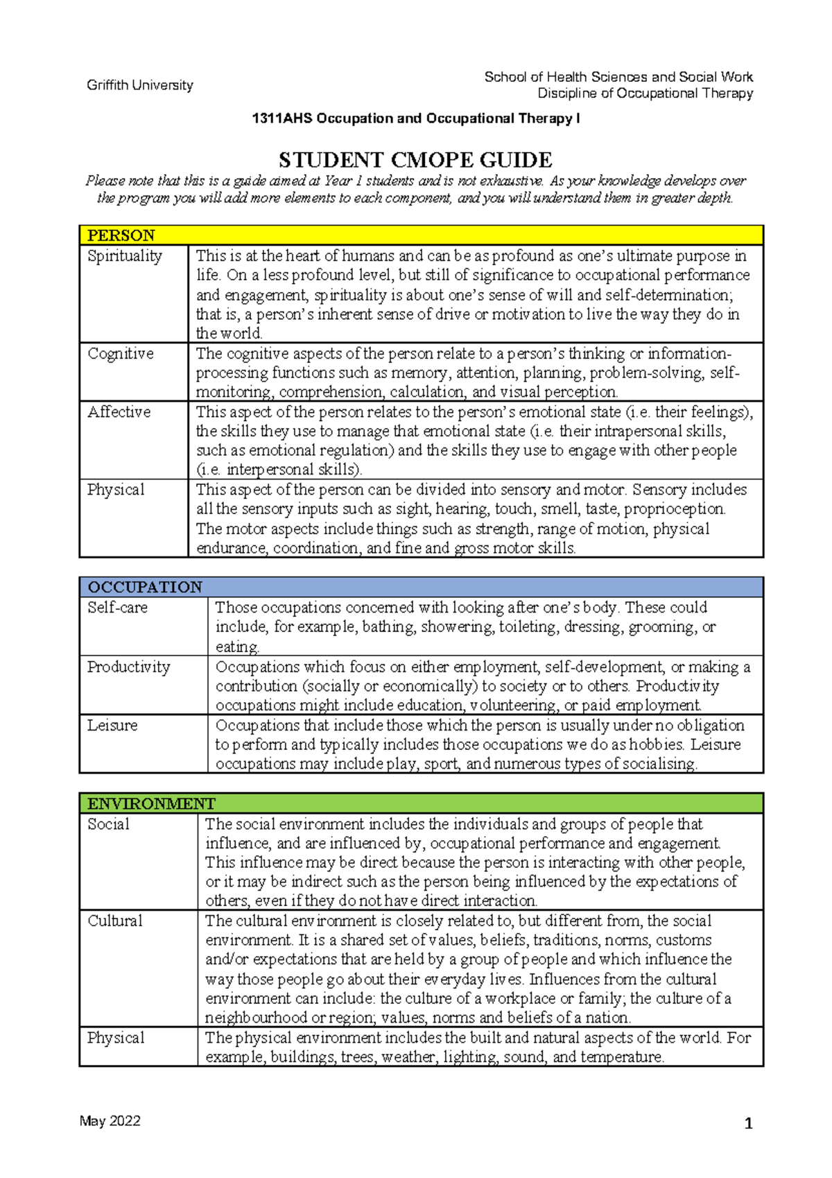 Student Cmope Guide - Griffith University School of Health ...