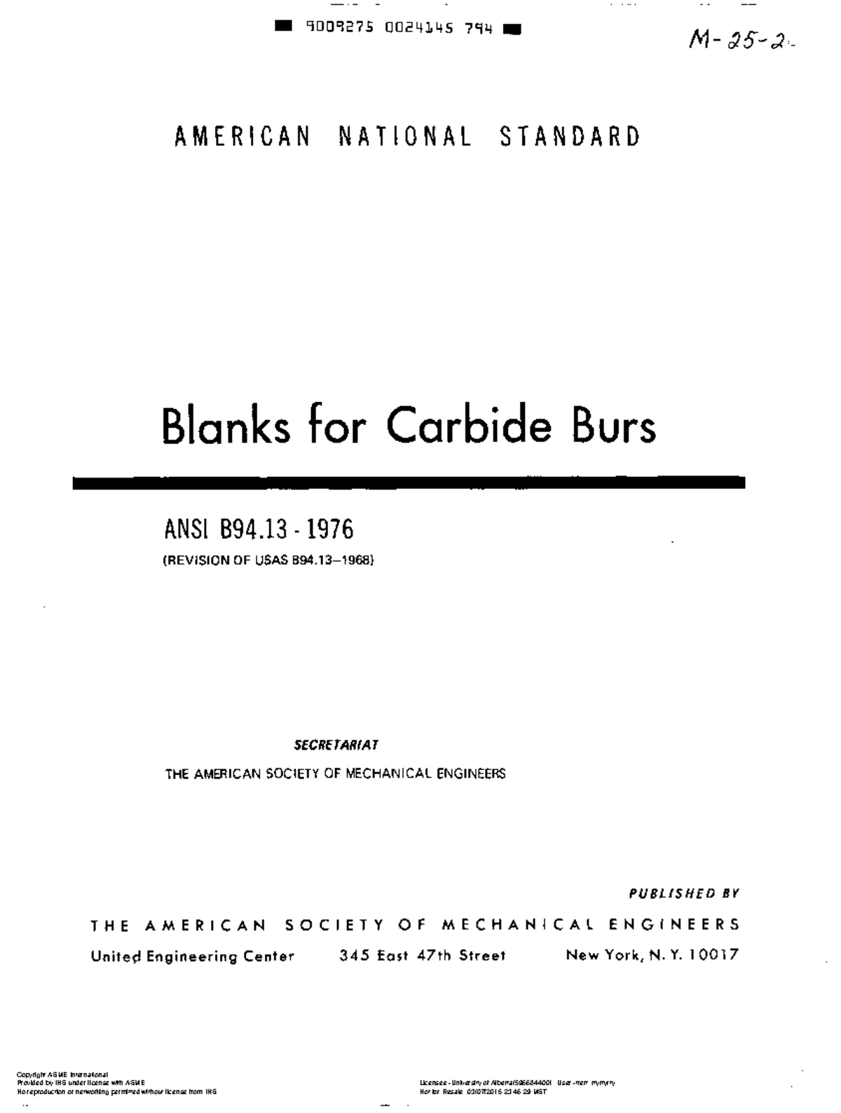 ASME B94 - ASME - ####### _ - ~ 9009275 0024145 794 H A M E R I C A N N ...