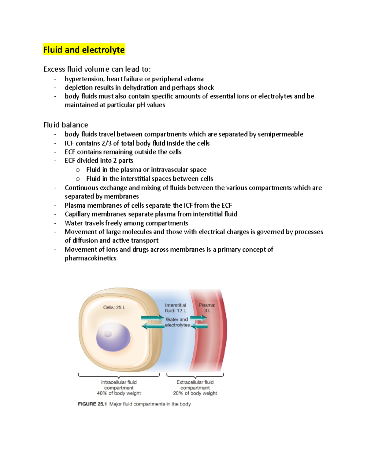 Pharmacology exam 3 notes part 2 - Fluid and electrolyte Excess fluid ...