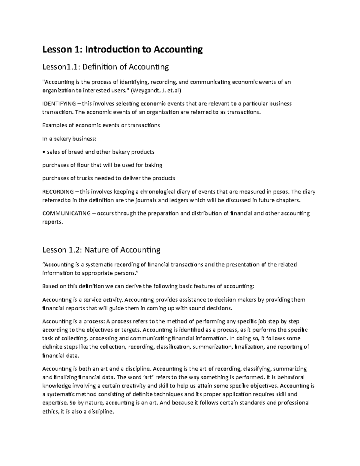 FABM 1 - good luck! - Lesson 1: Introduction to Accounting Lesson1 ...