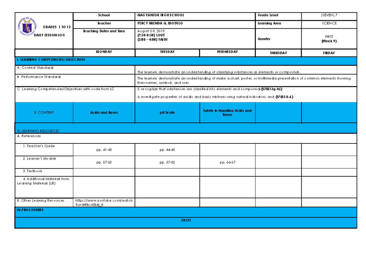 Scribd - fggl - GRADES 1 TO 12 DAILY LESSON LOG School NAGYANTOK HIGH ...