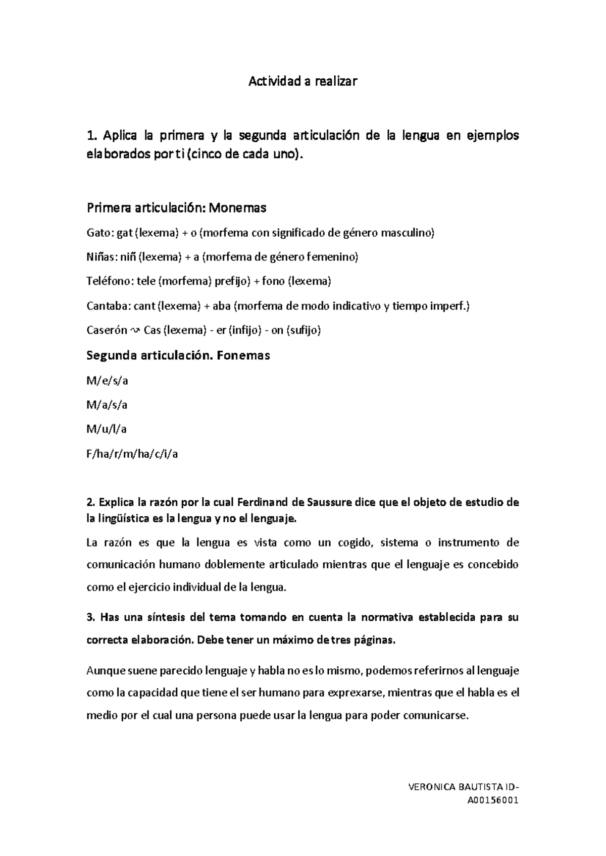 Actividad a realizar Unidad 1 Actividad 3 - VERONICA BAUTISTA ID- A ...