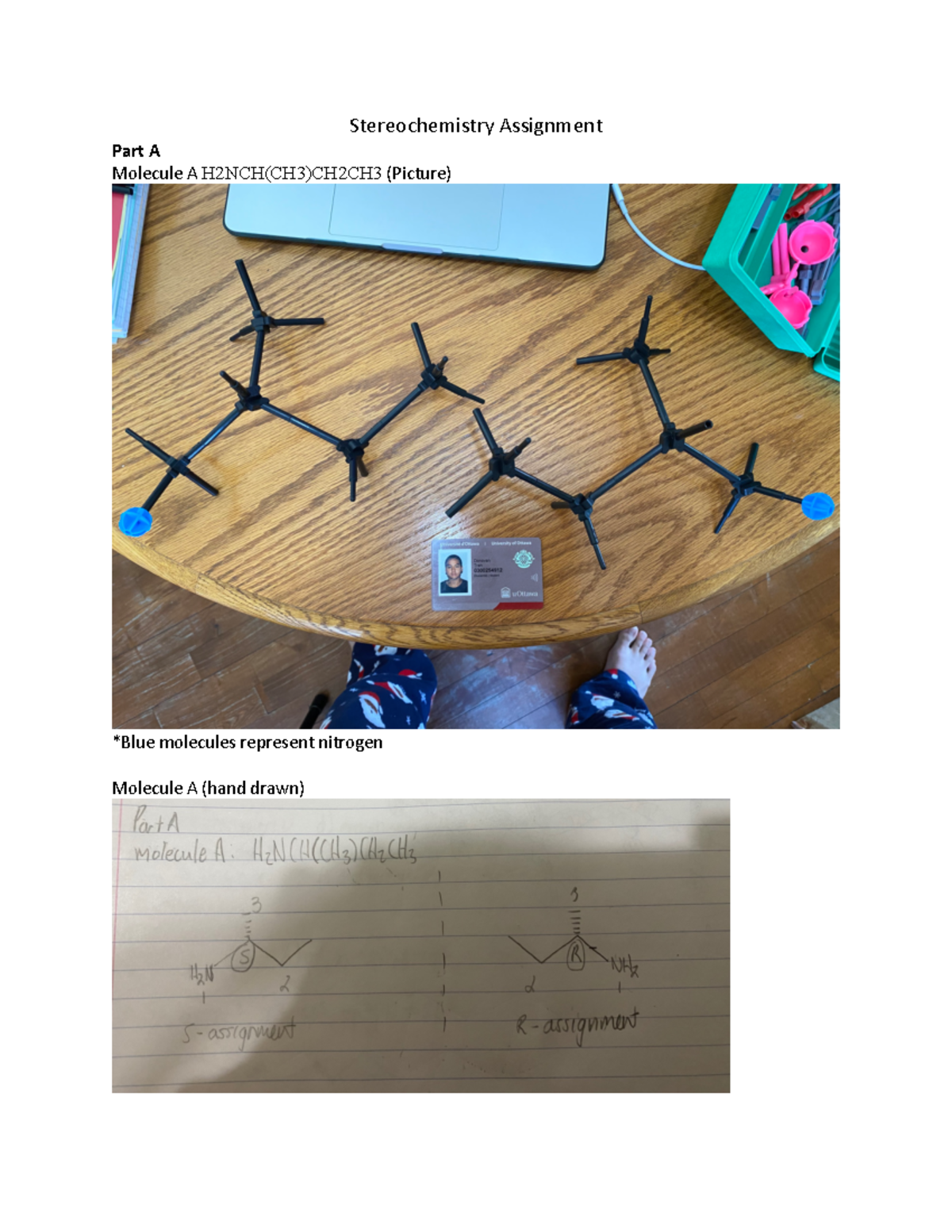 Stereochemistry Assignment CHM 1321 - CHM 1321 - Stereochemistry Assignment Part A Molecule A ...