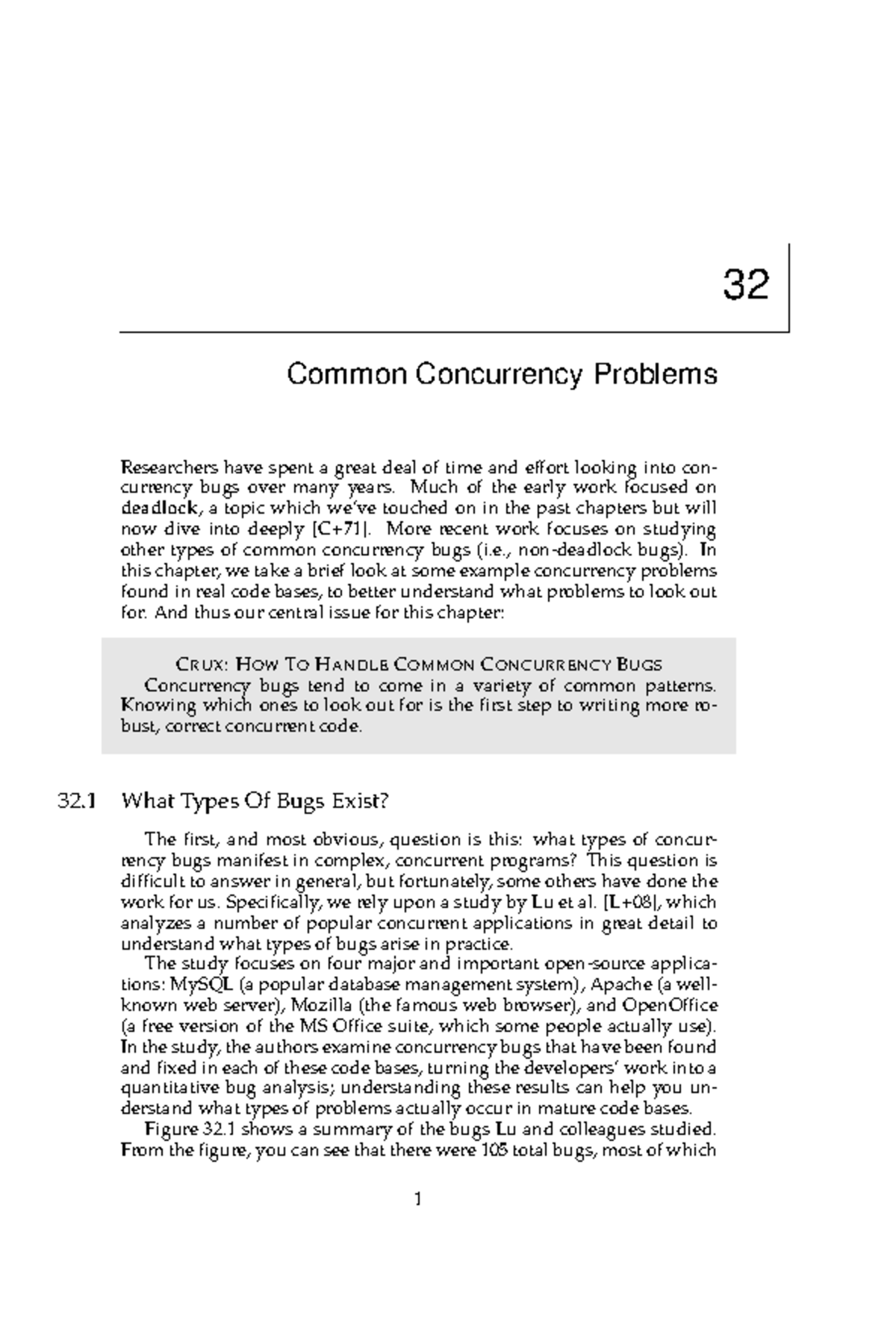Threads-bugs - Operating Systems - 32 Common Concurrency Problems Researchers have spent a great ...