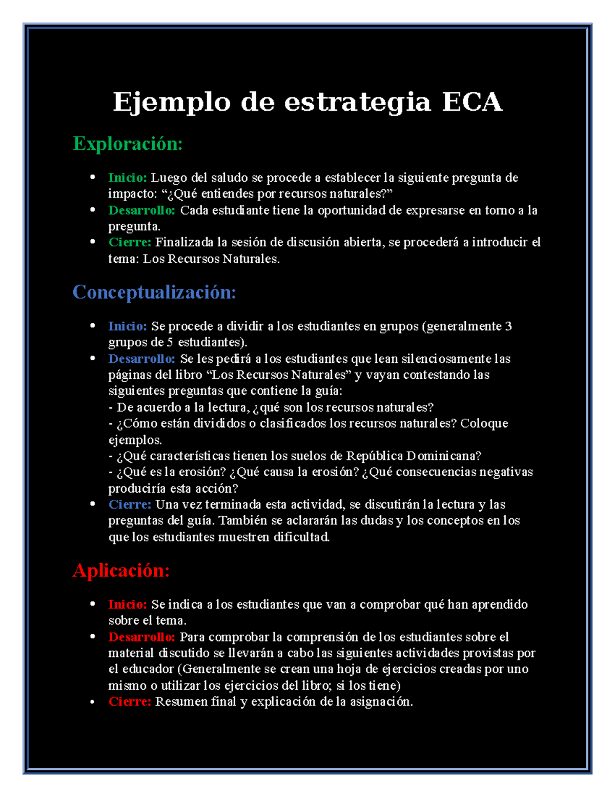 Ejemplo de estrategia ECA - Ejemplo de estrategia ECA Exploración ...