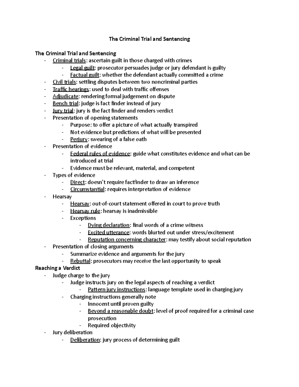 Sociology chapter 9 - Teacher: Jerstad - The Criminal Trial and ...