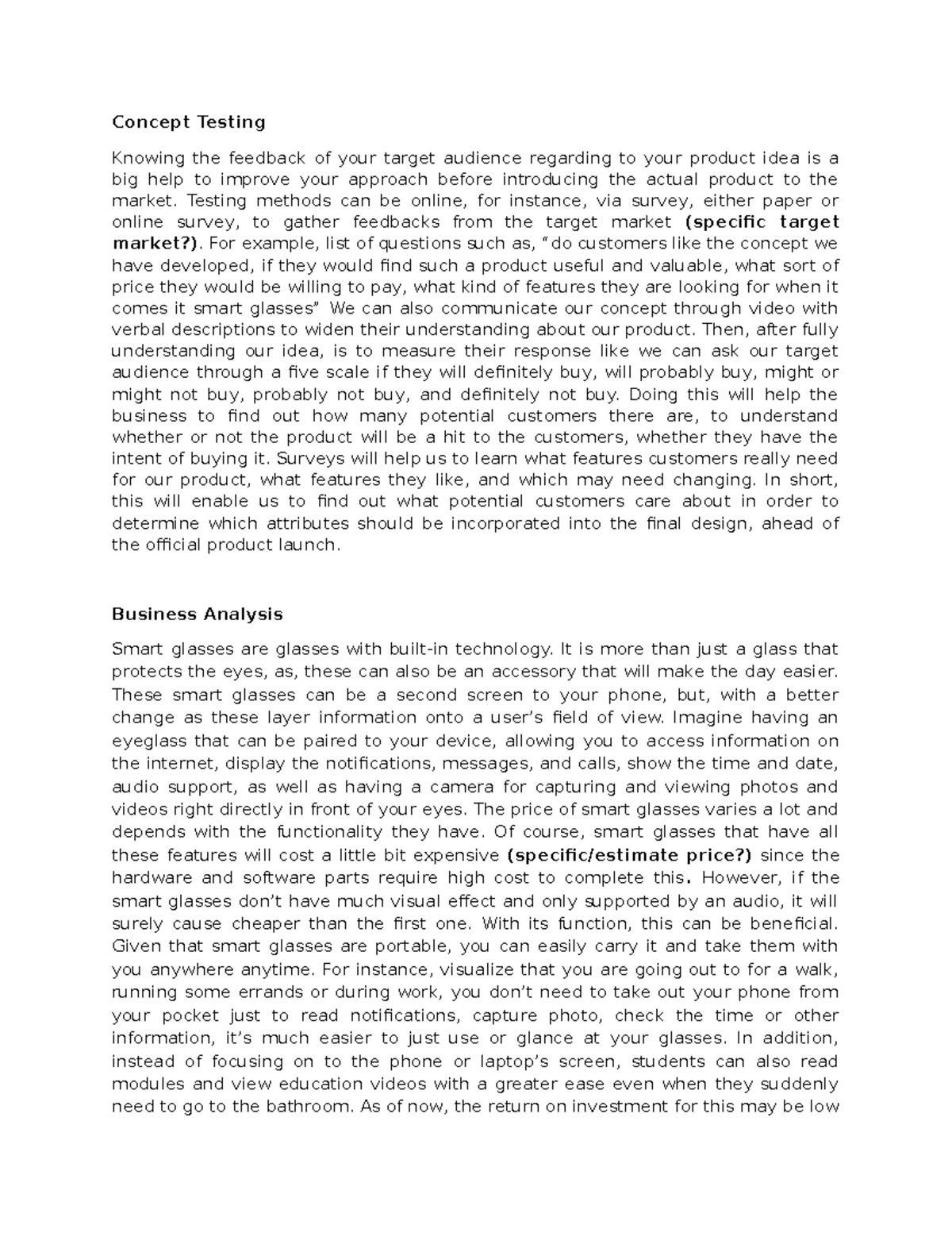 Concept Testing Business Analysis - Concept Testing Knowing the ...