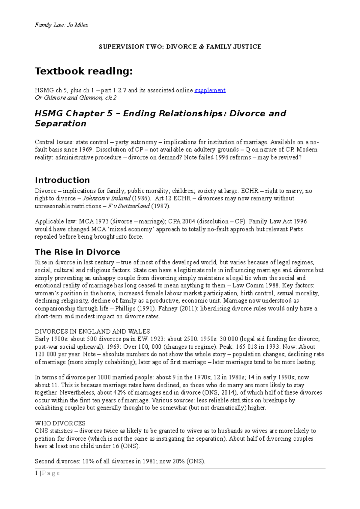 Family Law 1B Supervision 2 - Family Law: Jo Miles SUPERVISION TWO ...