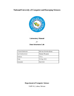 Data Structures CS 202 Lab Manual-03 - National University of Computer ...