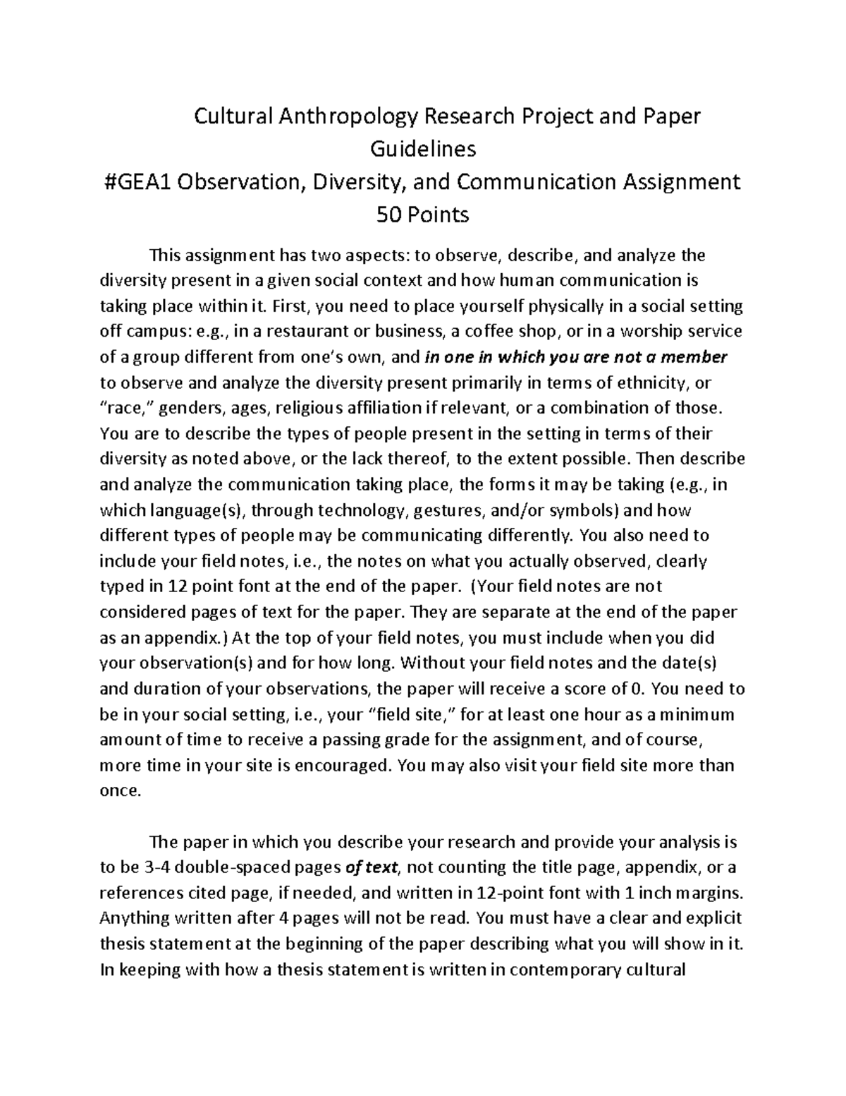 Guidelines for the GEA #1 Cultural Research Project and Paper Spring ...