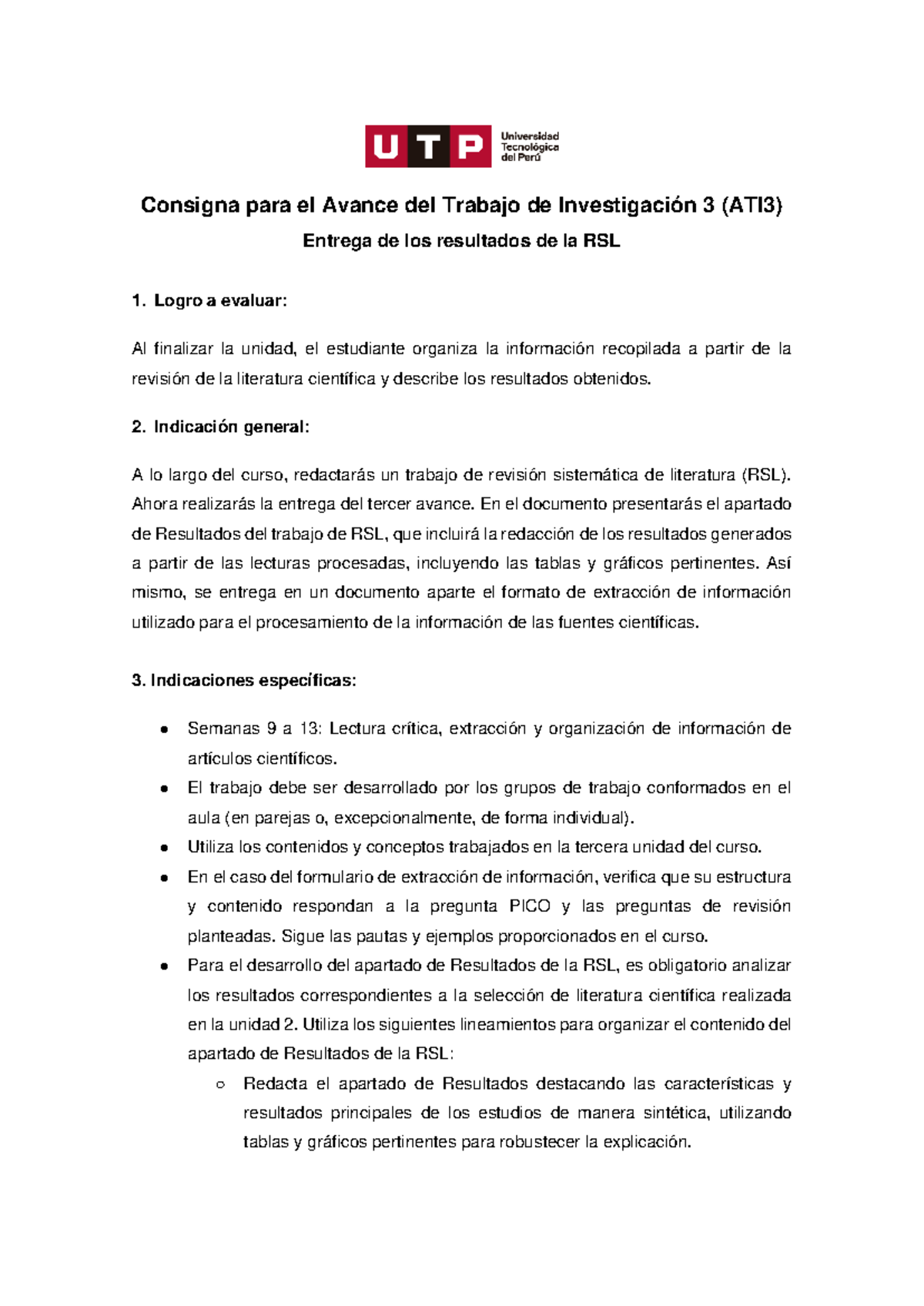 Avancedeltrabajodeinvestigación 3 Indicaciones - Consigna para el Avance del Trabajo de - Studocu