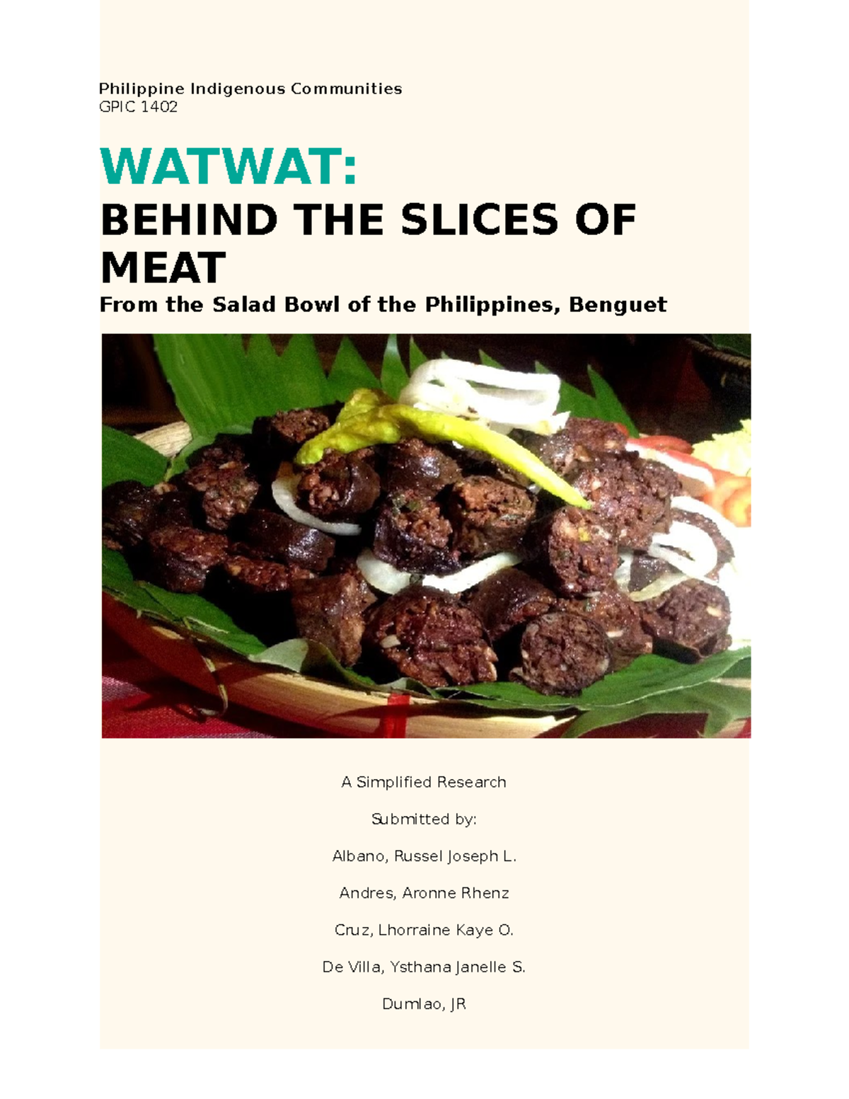 Watwat - sag - Philippine Indigenous Communities GPIC 1402 WATWAT ...