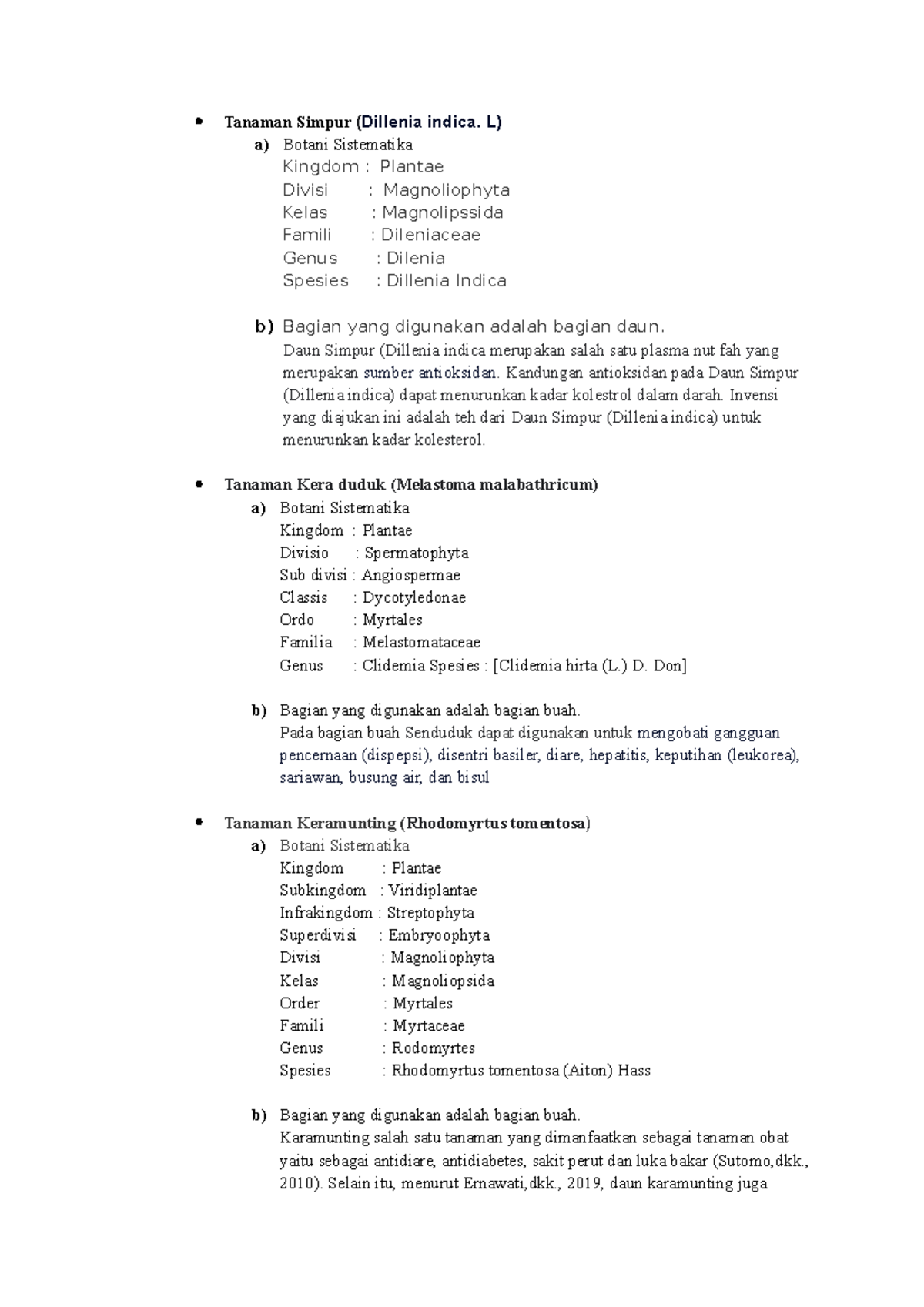 Botani dan manfaat - ,................... - Tanaman Simpur (Dillenia ...