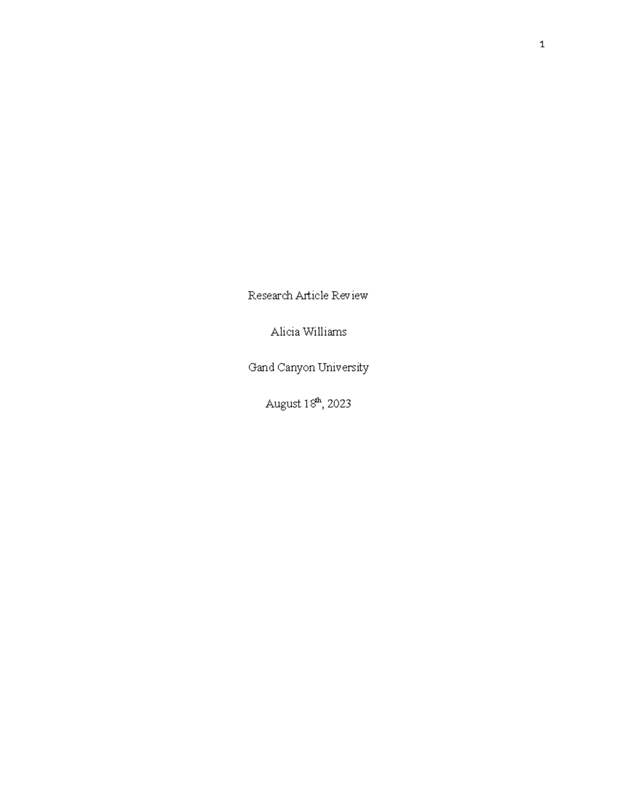 Research Article Review - Research Article Review Alicia Williams Gand ...