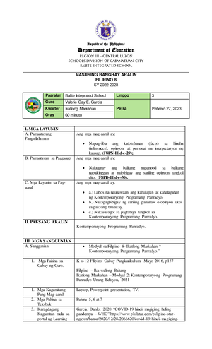 Aralin 4 Gawain - Activities - ARALIN 4: Gawain 1: Tukuyin at lagyan ng tsek ( ) ang lahat ng ...