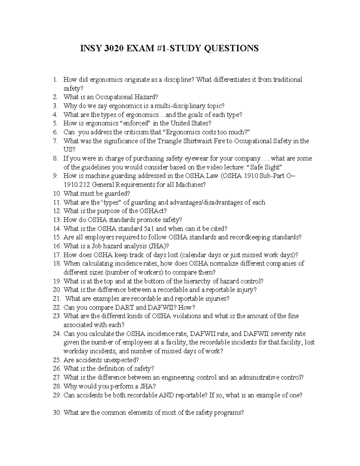 Spring 21 INSY 3020 - EXAM1 Study Questions - INSY 3020 EXAM #1-STUDY QUESTIONS How did ...