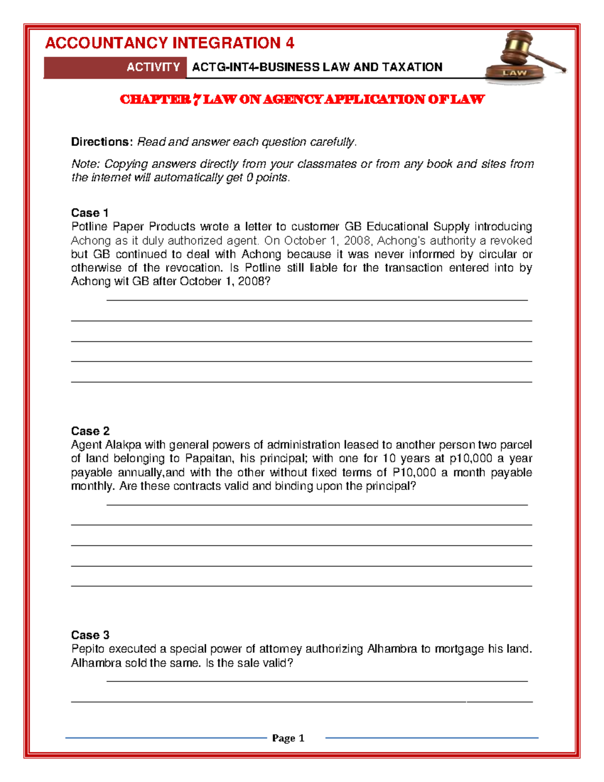 Activity Chapter 7 ACTG-INT4 - ACTIVITY ACTG-INT4-BUSINESS LAW AND ...