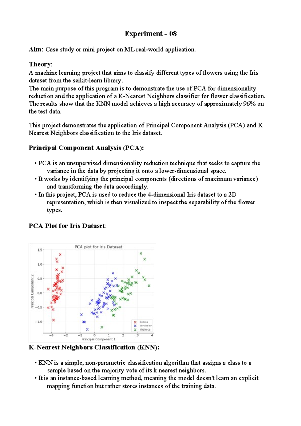 Exp 8 ml - exp 8 output - Experiment - 08 Aim: Case study or mini project on ML real-world - Studocu