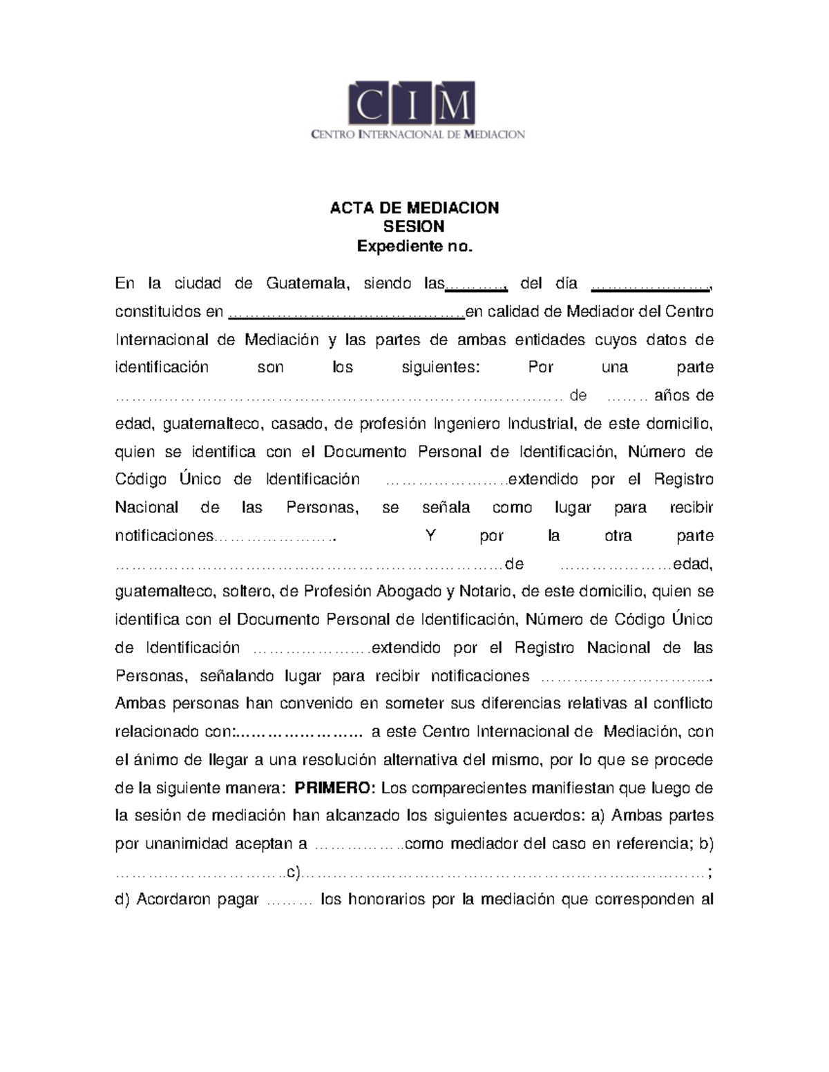 ACTA Modelo - Ejemplar, para las actas que piden en la universidad, a la hora de hacer ...