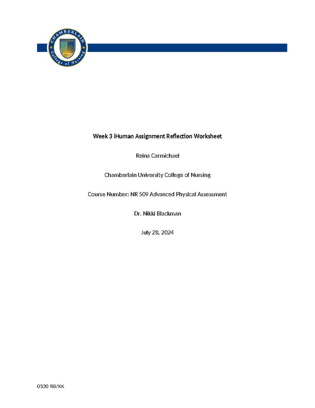 Week 3 i-Human Assignment Reflection Worksheet - Week 3 iHuman ...