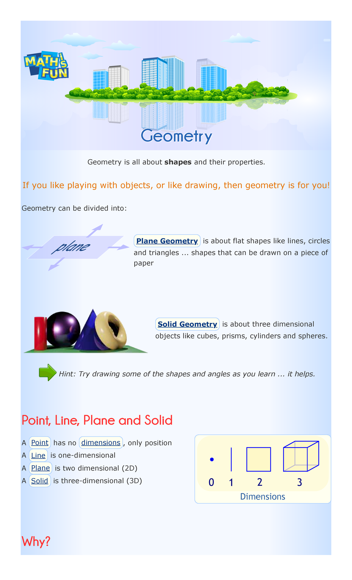 Geometry Part 1 - Practice paper - plane 0 1 2 3 Dimensions ...