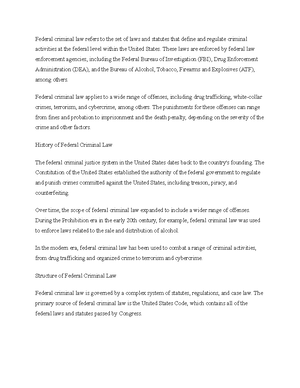 Structure of Federal Criminal Law notes - The structure of federal ...