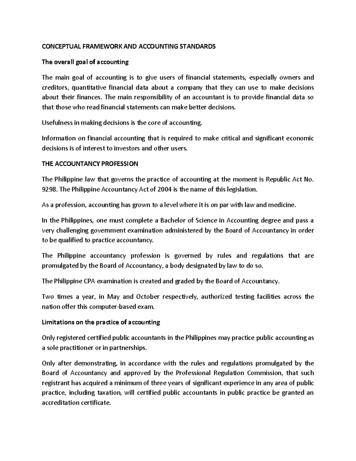 The overall goal of accounting - CONCEPTUAL FRAMEWORK AND ACCOUNTING ...