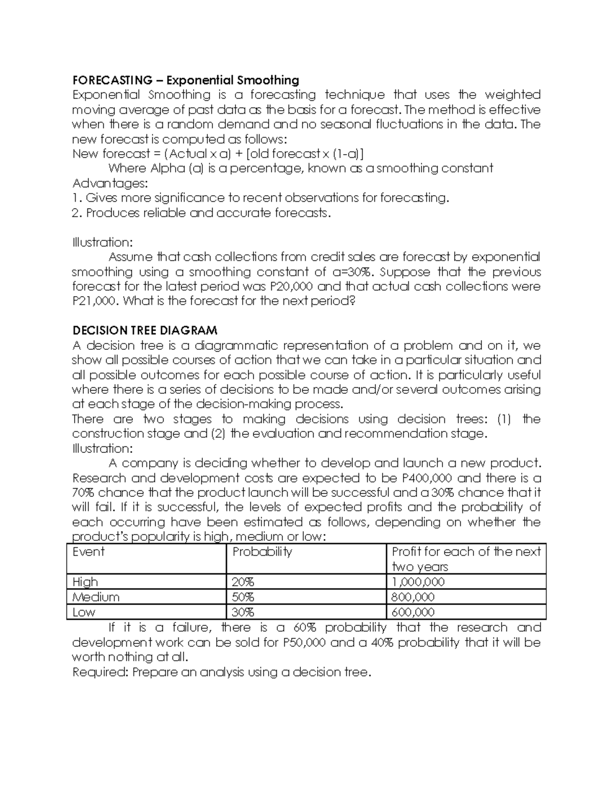 004 Forecasting and Decision Tree Diagram - FORECASTING – Exponential ...