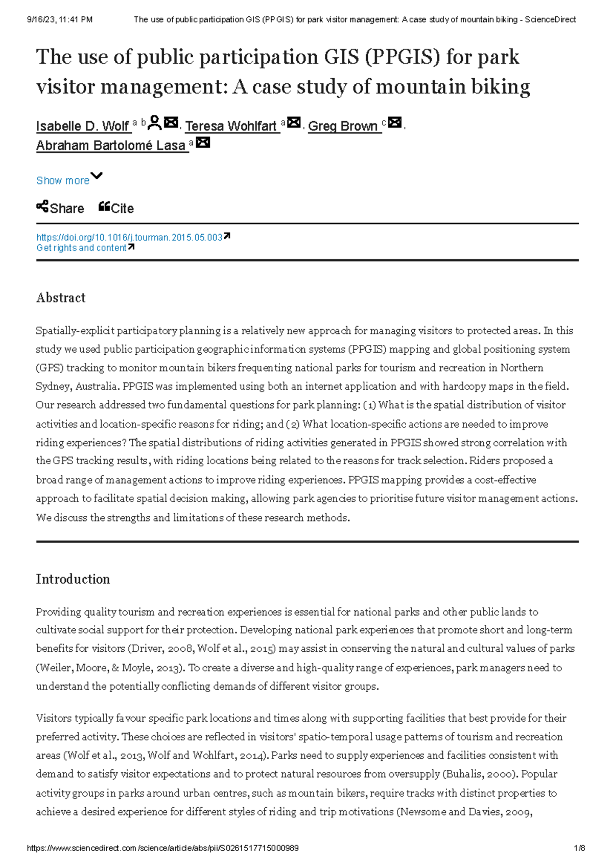 Use of ppgis - The use of public participation GIS (PPGIS) for park visitor management: A case ...