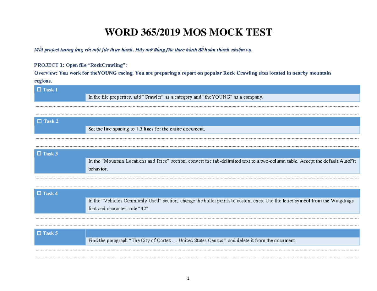 [WORD 365-2019 ] MOS WORD Mocktest - WORD 365/2019 MOS MOCK TEST Mỗi ...