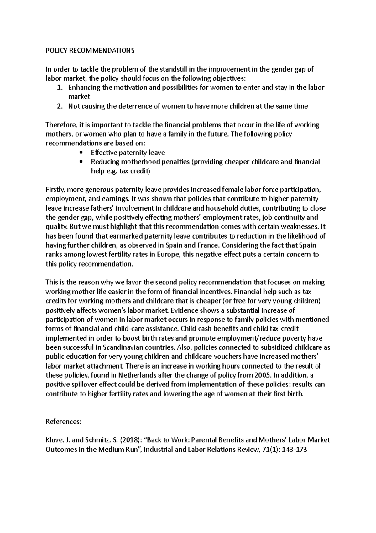 Policy Recommendations - POLICY RECOMMENDATIONS In order to tackle the ...