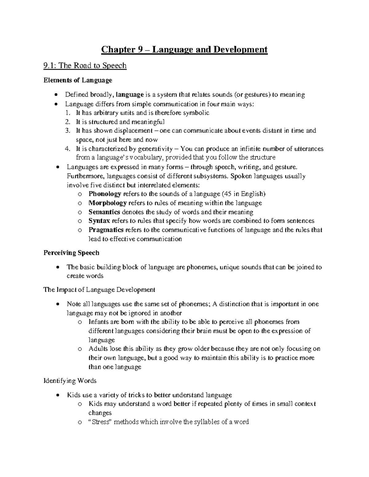 Chapter 9 - Language and Communication-converted - Chapter 9 – Language and Development 9: The ...