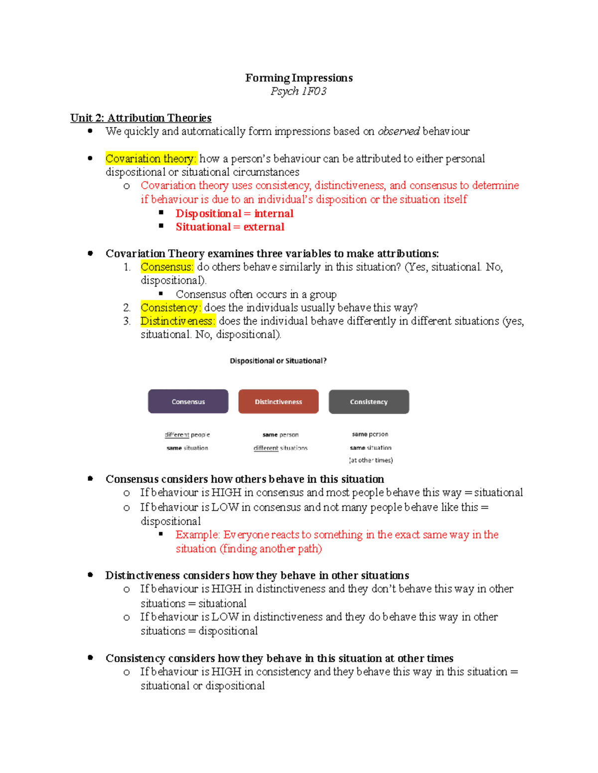Forming Impressions - Psych 1F03 - McMaster - Studocu