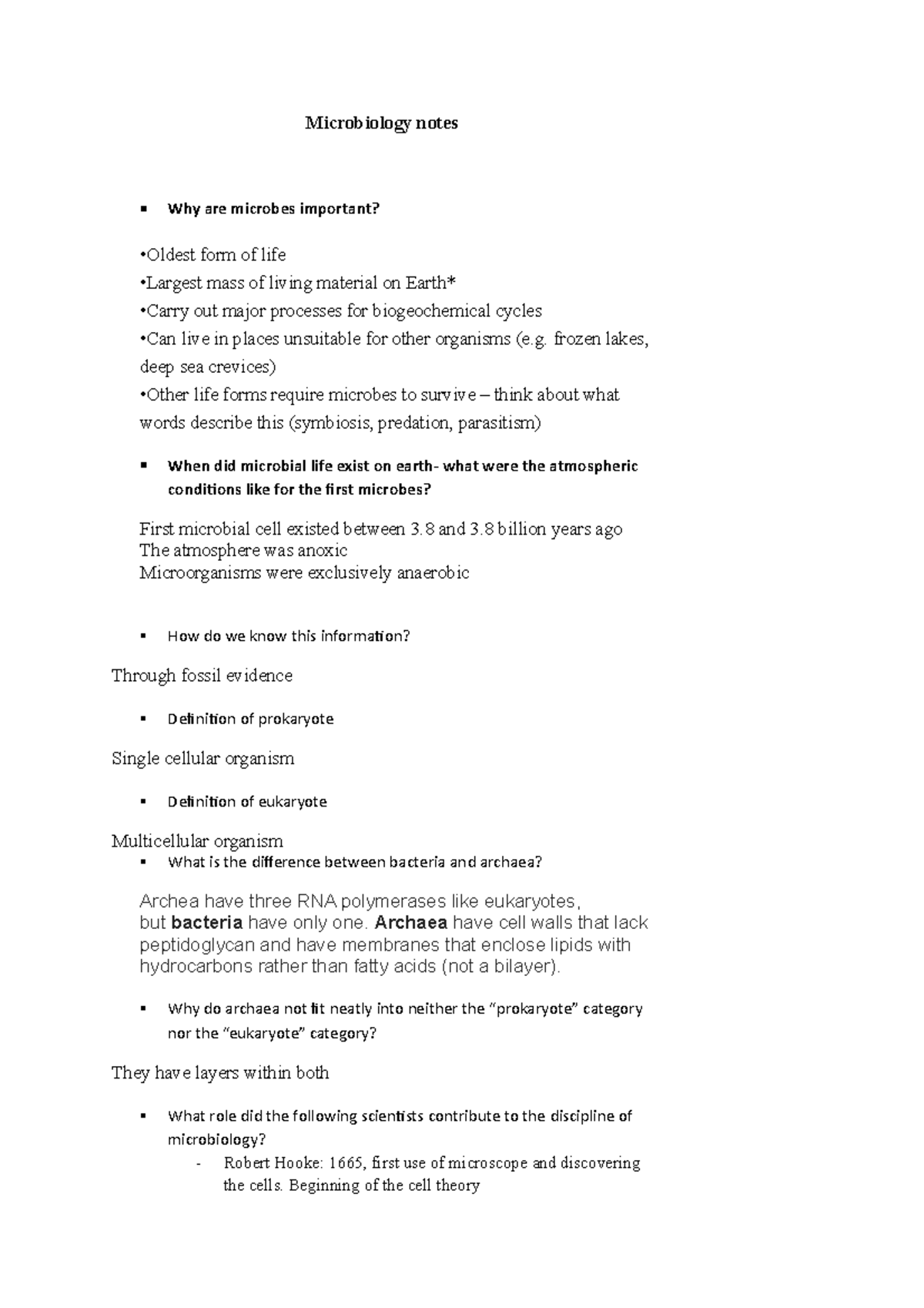 Microbiology notes - Microbiology notes Why are microbes important ...