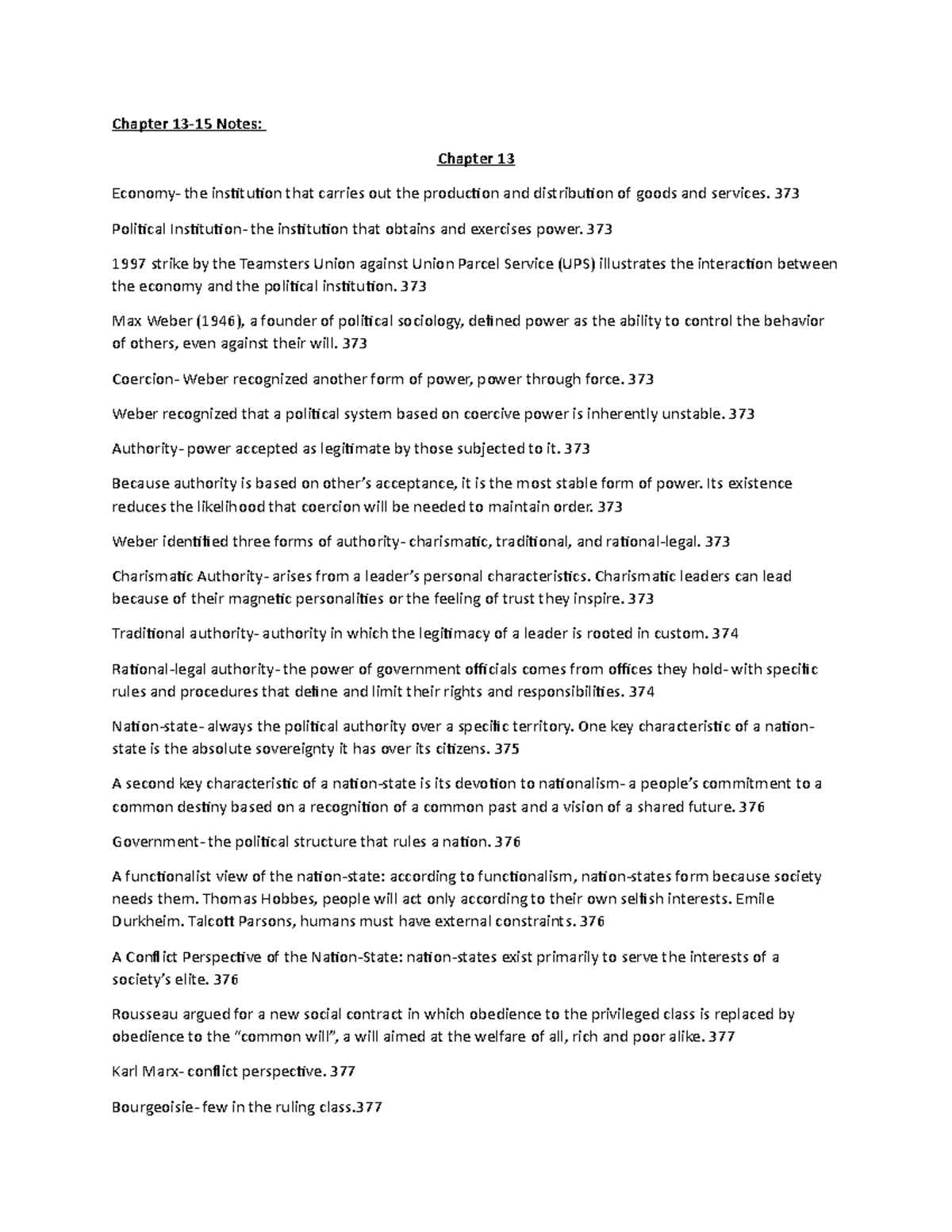 Chapter 13-15 Notes - Chapter 13-15 Notes: Chapter 13 Economy- the ...