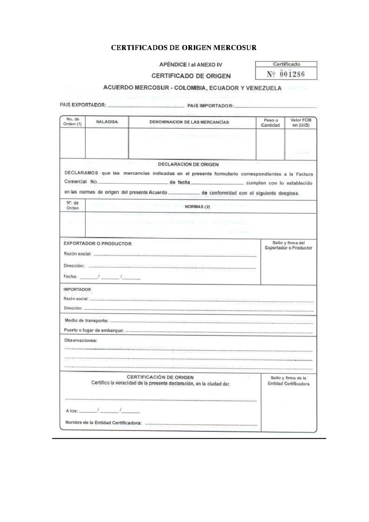 Certificados DE Origen Mercosur - CERTIFICADOS DE ORIGEN MERCOSUR INSTRUCTIVO PARA LLENAR - Studocu