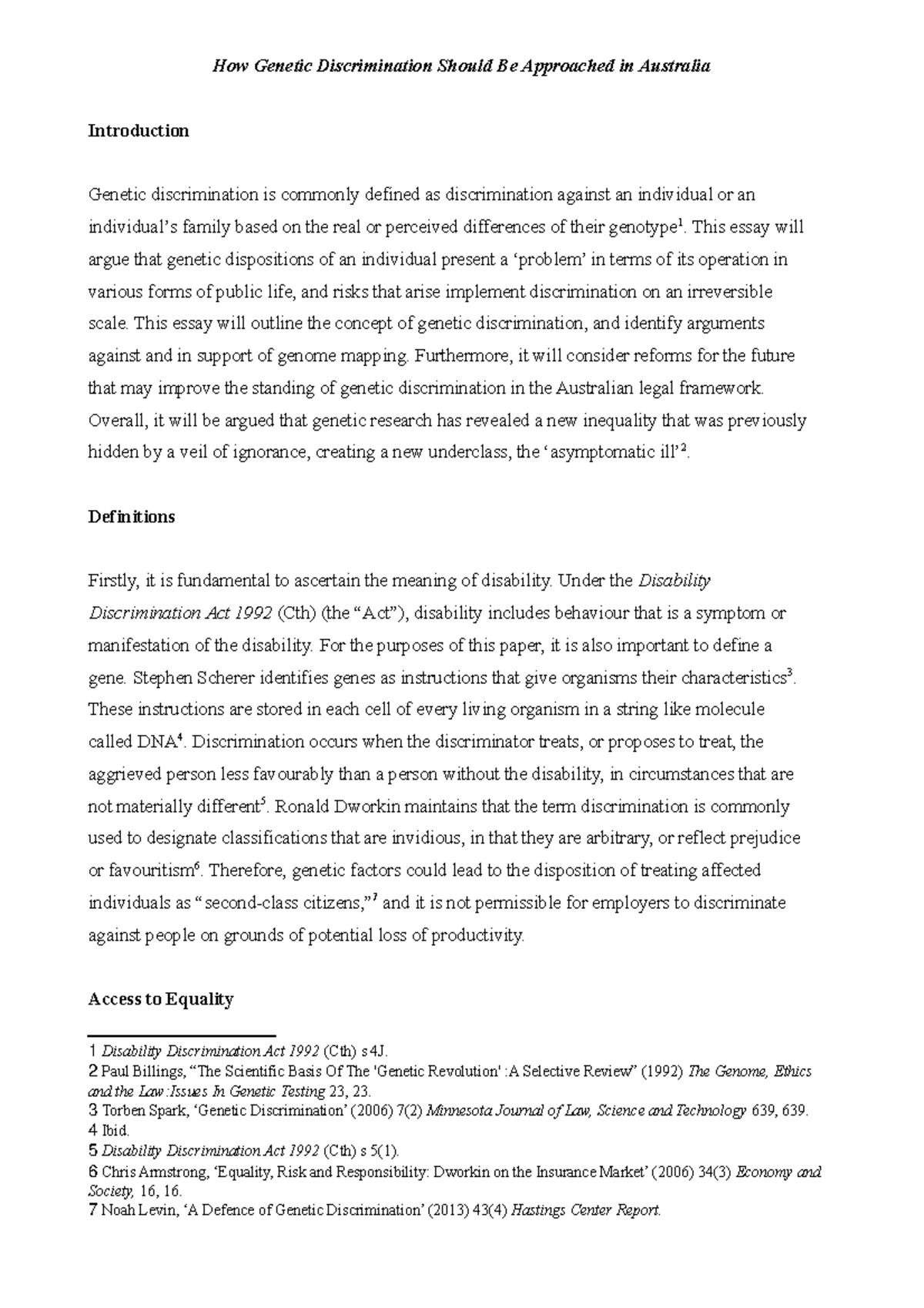 Final laws 511 - Grade: 75 - How Genetic Discrimination Should Be ...