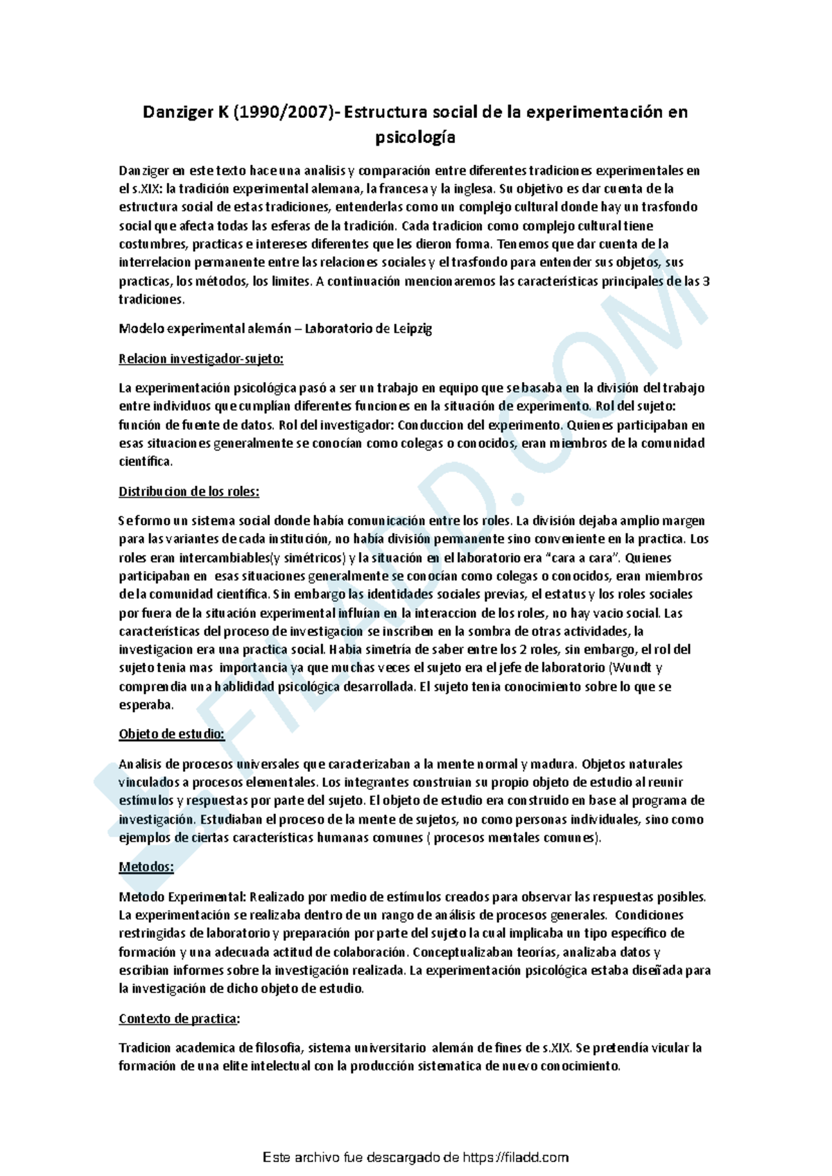Estructura social de la experimentacion en psicologia - Danziger K (1990/2007)- Estructura ...