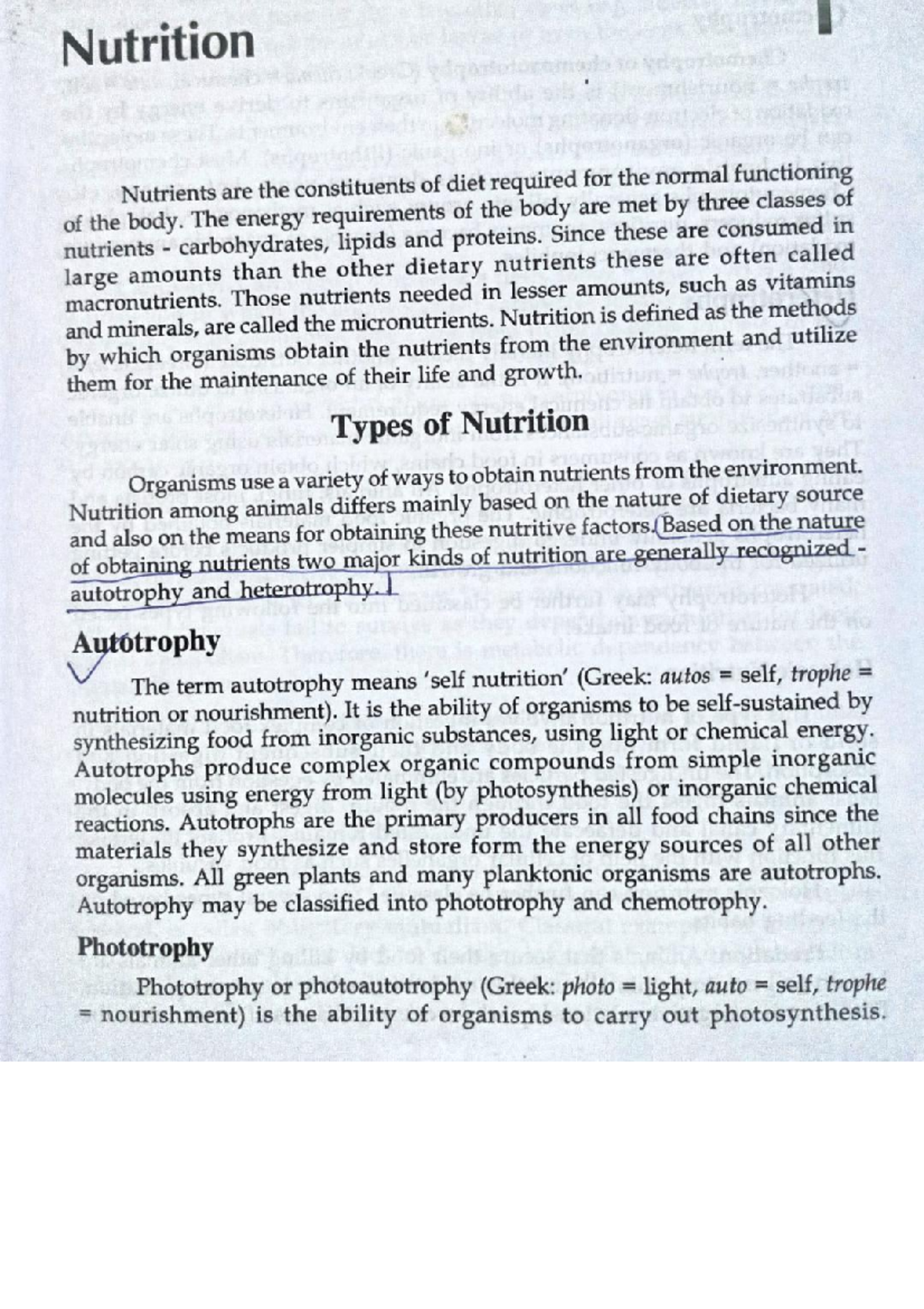 Nutrition- Types OF Nutrition - Zoology - Studocu
